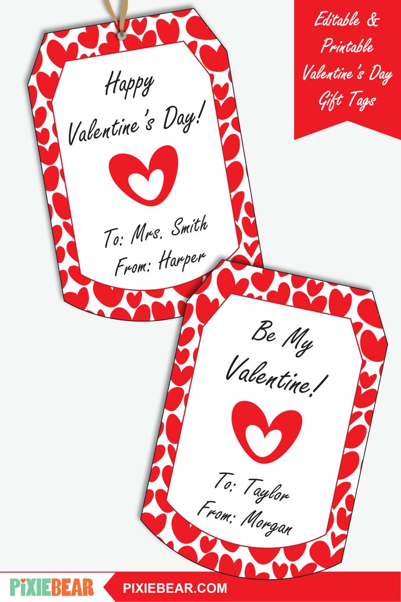 Printable Valentine's Day Tags for Kids Editable | Etsy