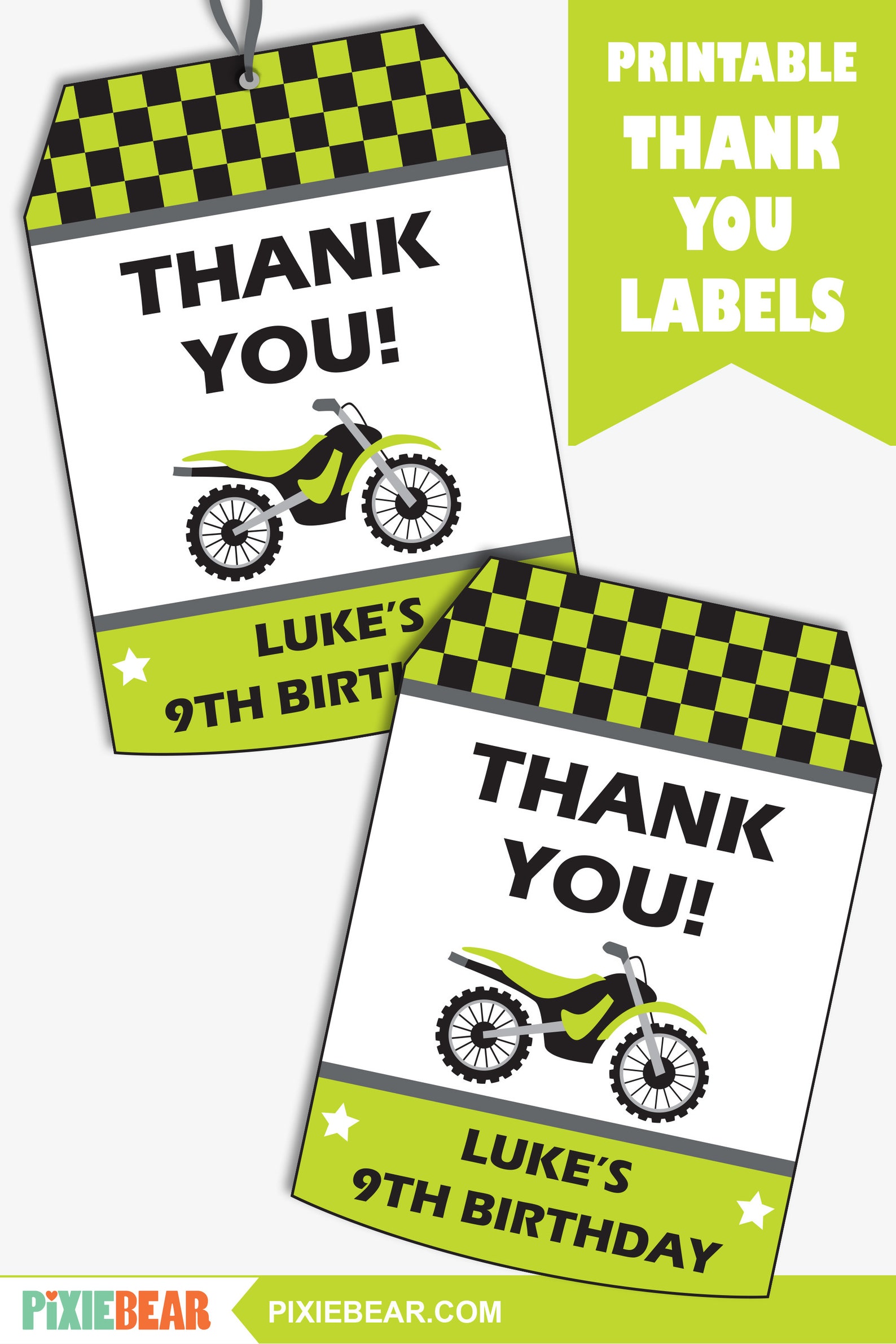 Motorcycle Party Thank You Tags Printable Favor Tags for a | Etsy
