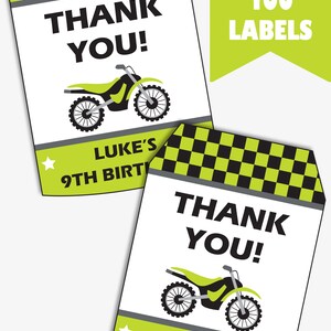 Motorcycle Party Thank You Tags Printable Favor Tags for a Dirt Bike ...