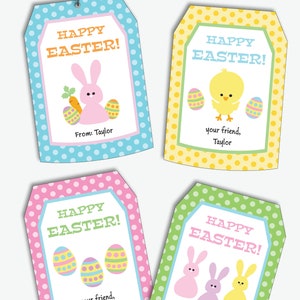 Happy Easter Tags for Kids Printable Easter Bunny Tags - Etsy