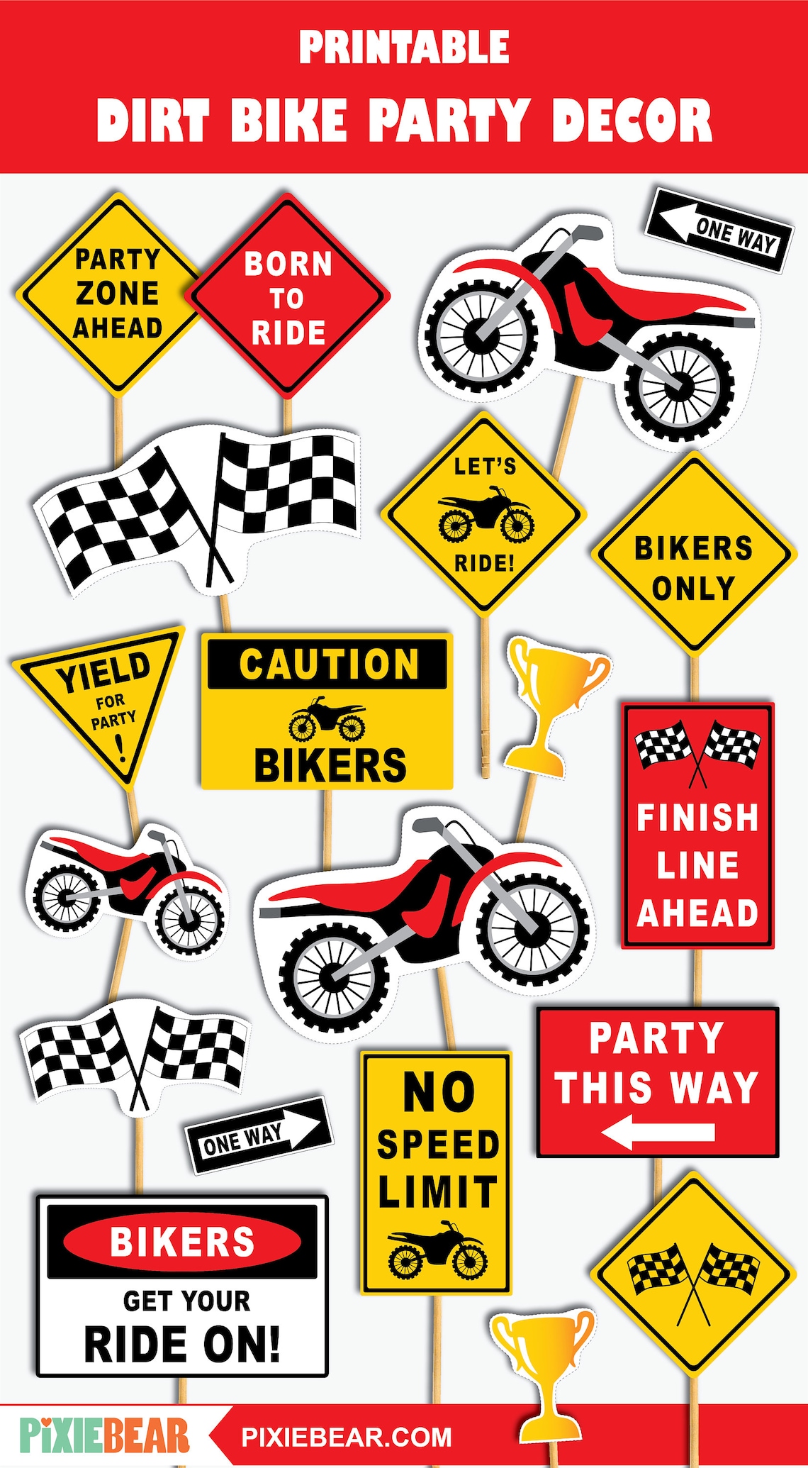 Motorcycle Birthday Decoration Printable Dirt Bike Party - Etsy