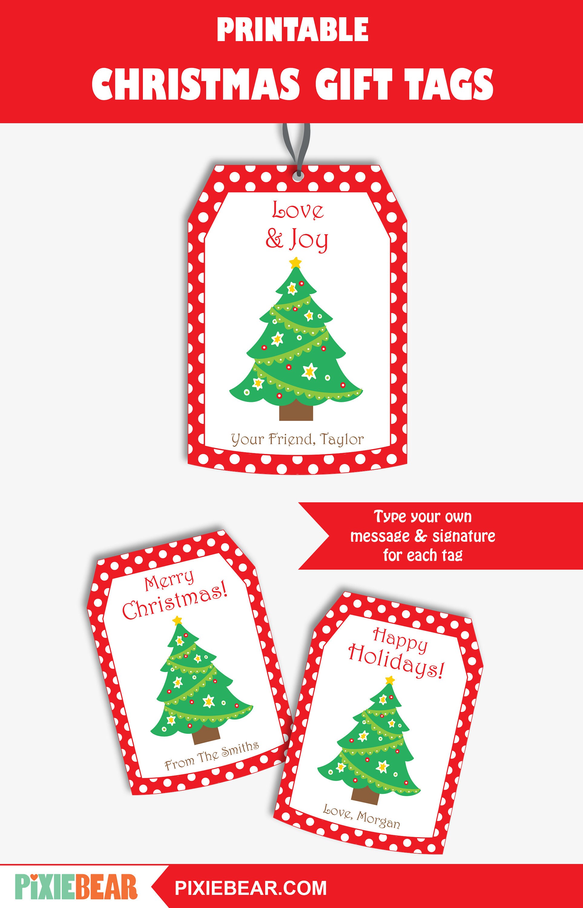 Christmas Tree Tags Printable Christmas Gift Tags for Kids | Etsy