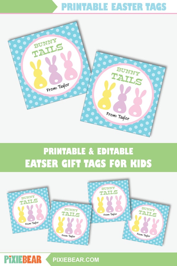 Easter Bunny Tails Labels - Printable Easter Gift Tags, Editable Easter ...
