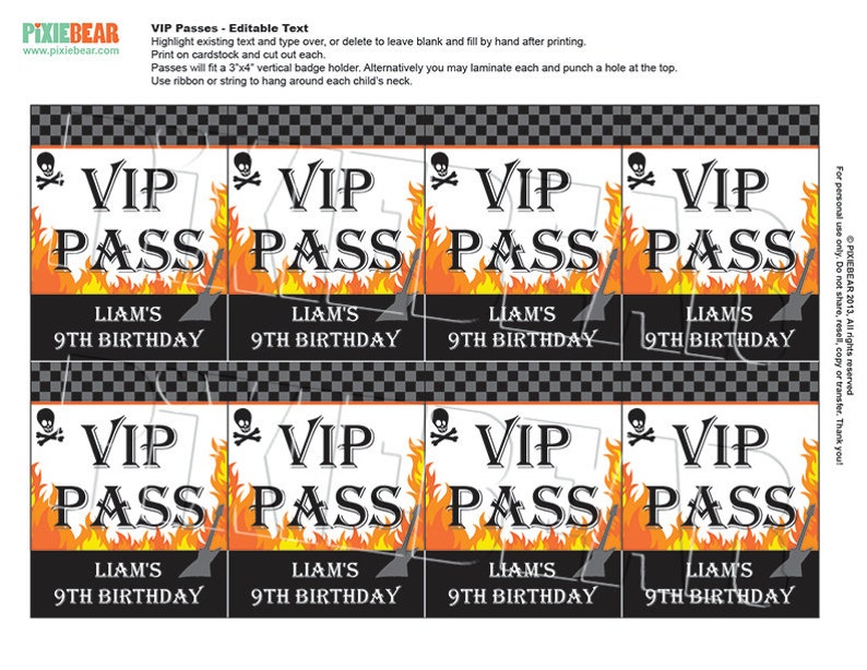 Rock Star Party VIP Pass Rock Star VIP Passes Rock Star | Etsy