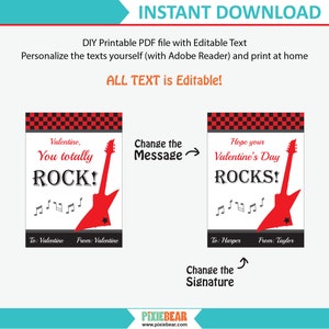 Guitar Valentine's Day Cards for Kids Printable Music - Etsy