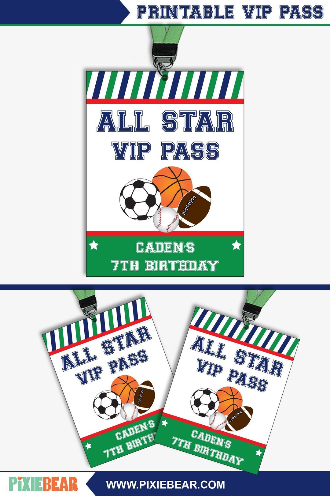 Sports Party VIP Passes All Stars Party Printable VIP Pass, Sports ...