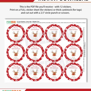 Christmas Sticker Tags, Reindeer Gift Tags, Printable Christmas Gift ...