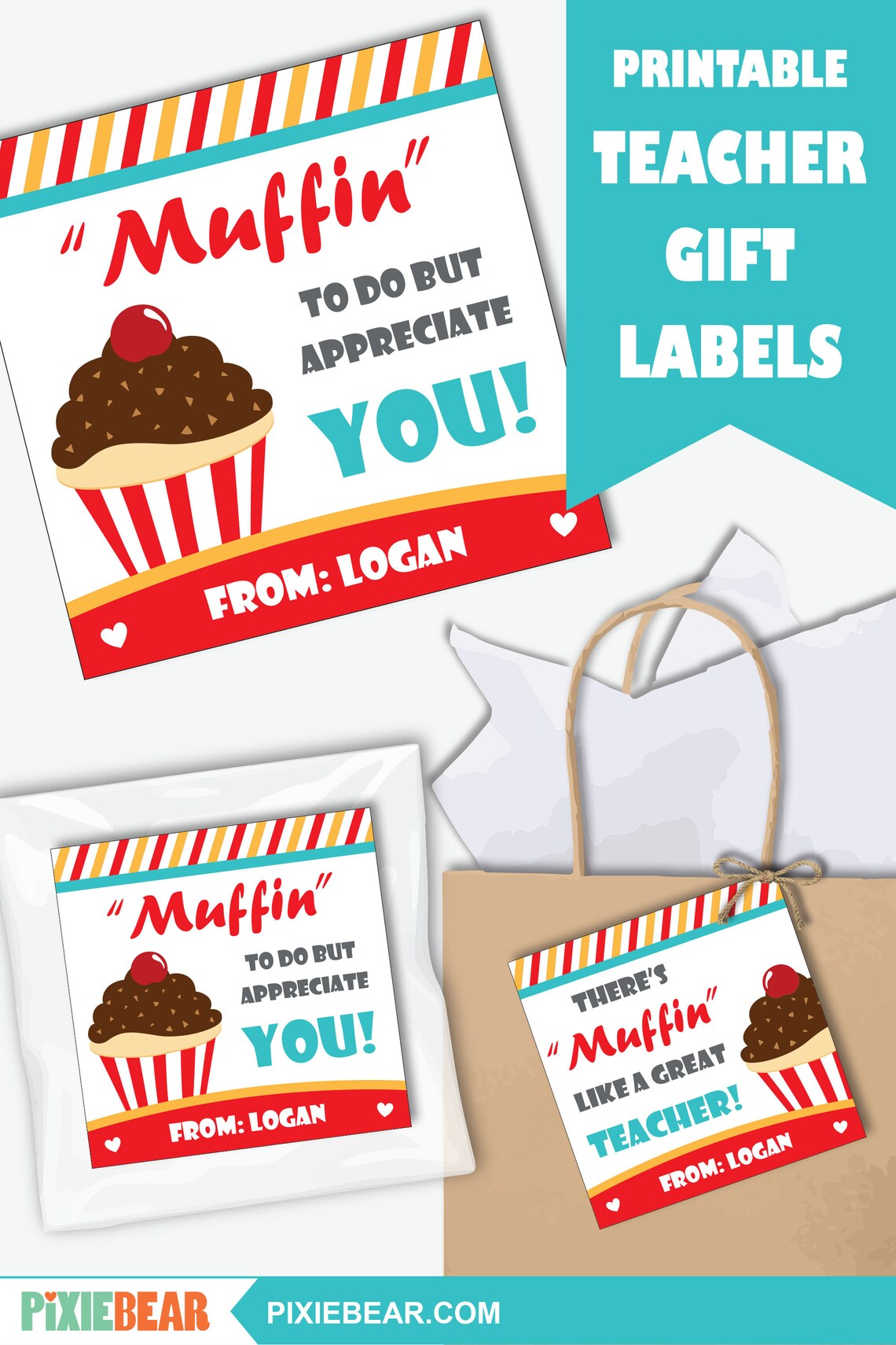 Teacher Appreciation Muffin Tags Printable Teacher Muffin - Etsy Israel