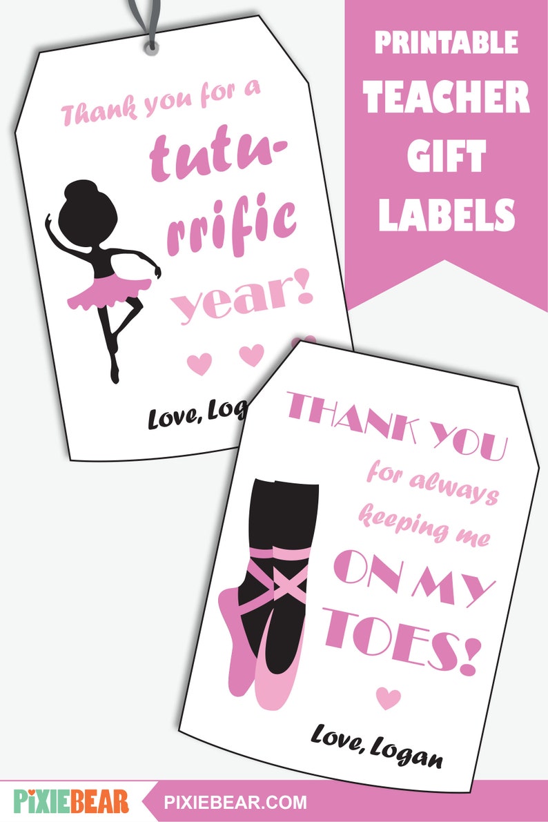 Dance Teacher Thank You Tags Printable Dance Teacher Gift - Etsy