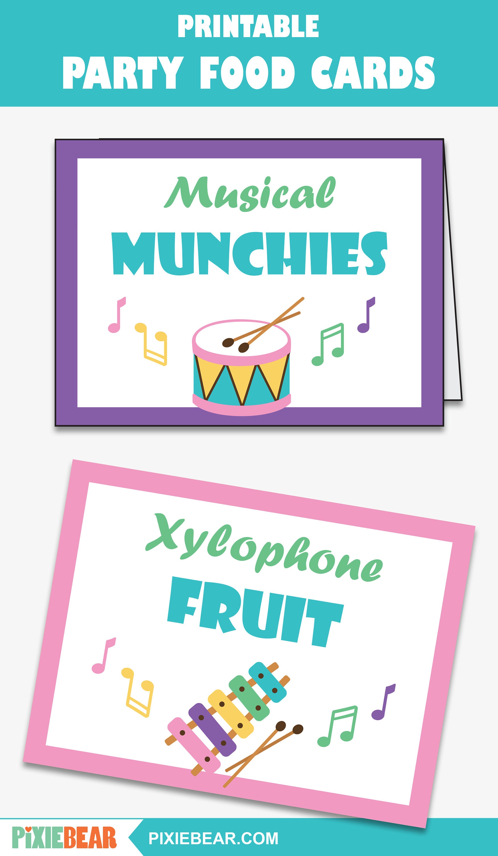 Music Birthday Food Tent Cards Printable Music Party Food | Etsy