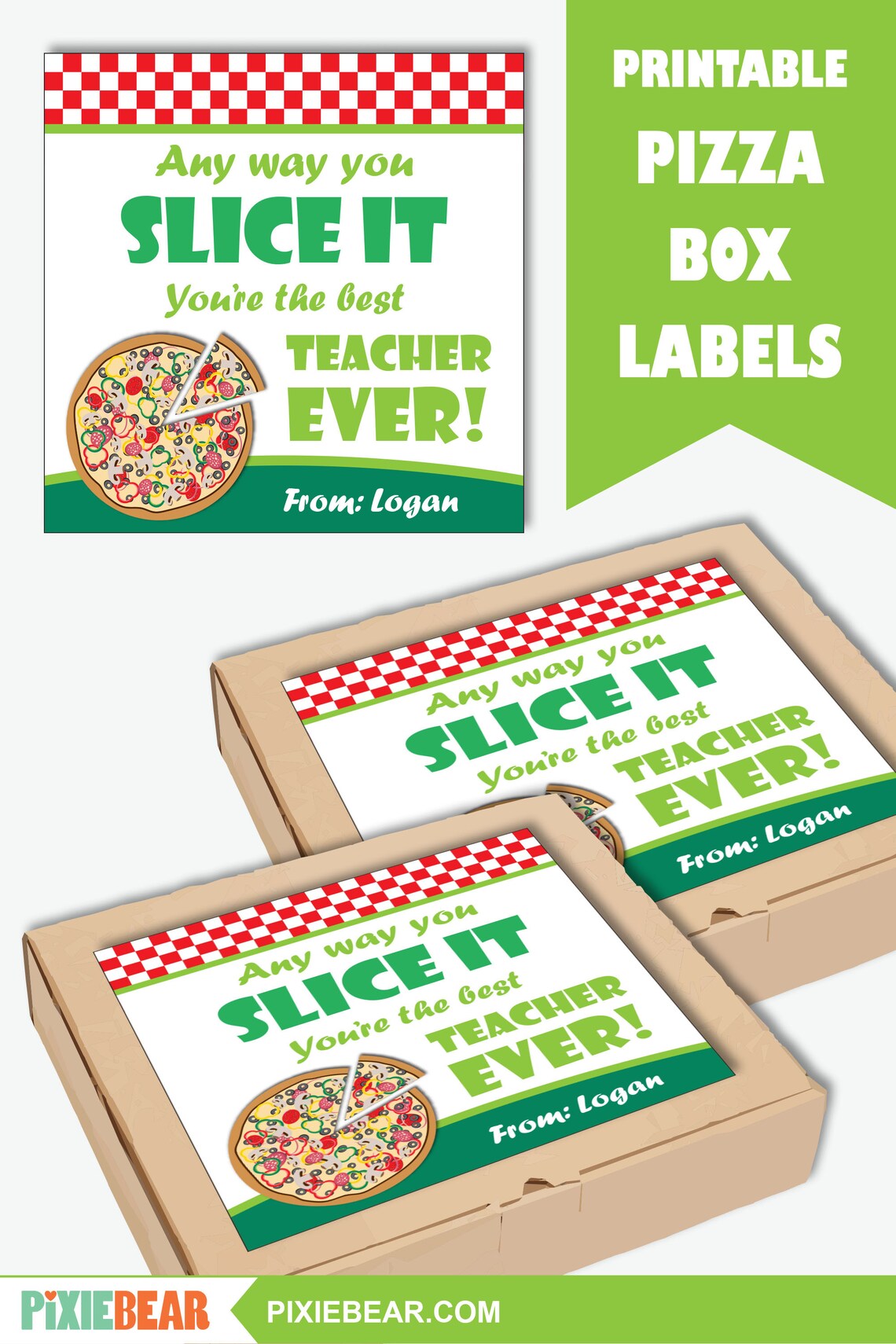 Teacher Appreciation Pizza Box Labels Printable Pizza Box | Etsy