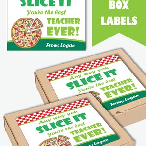 Teacher Appreciation Pizza Box Labels Printable Pizza Box Stickers for ...
