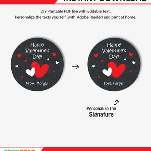 Valentines Day Hearts Stickers Printable Valentine Tags for Kids ...