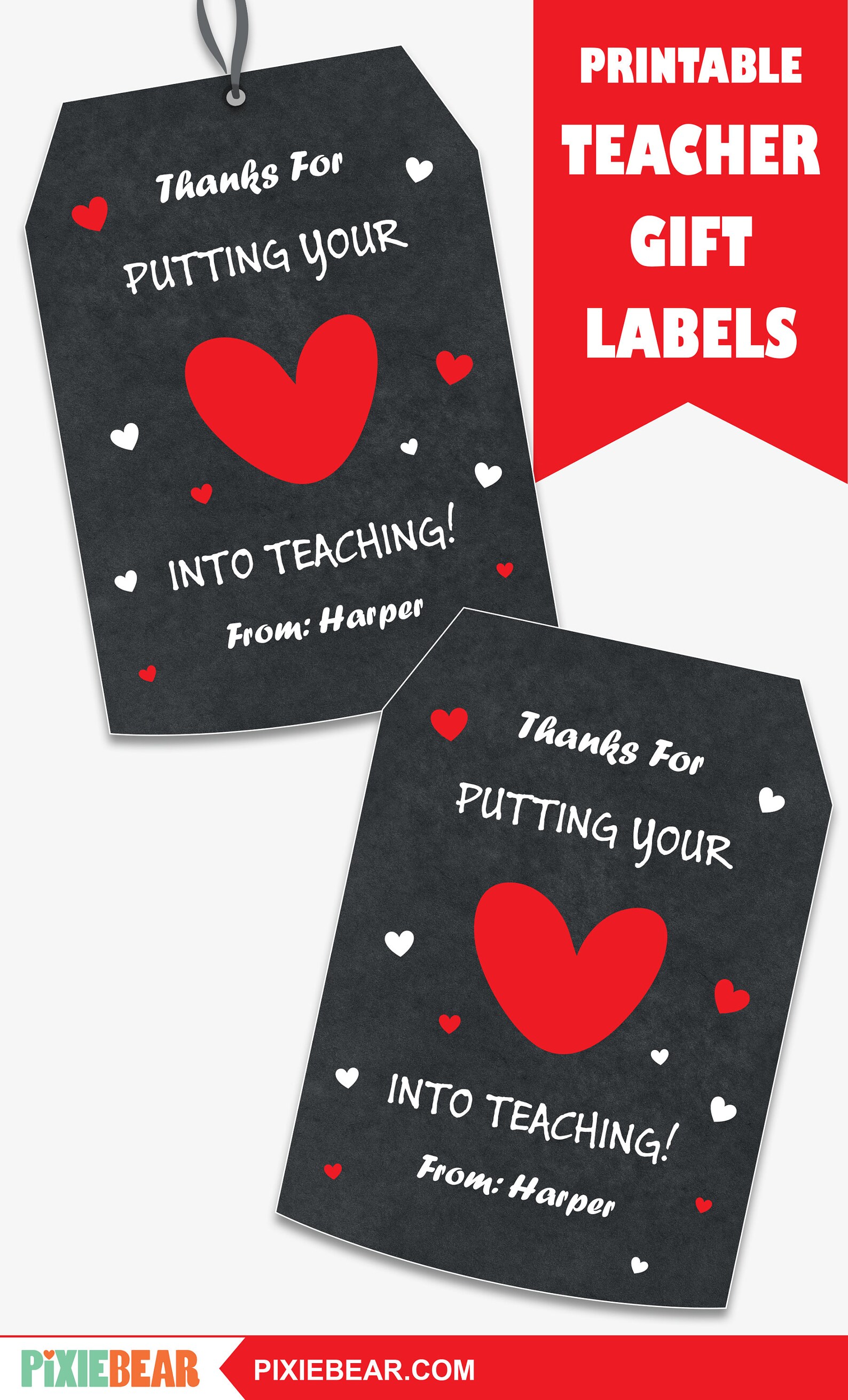 Heart Teacher Appreciation Gift Tag Printable Teacher | Etsy