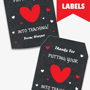 Heart Teacher Appreciation Gift Tag Printable Teacher - Etsy