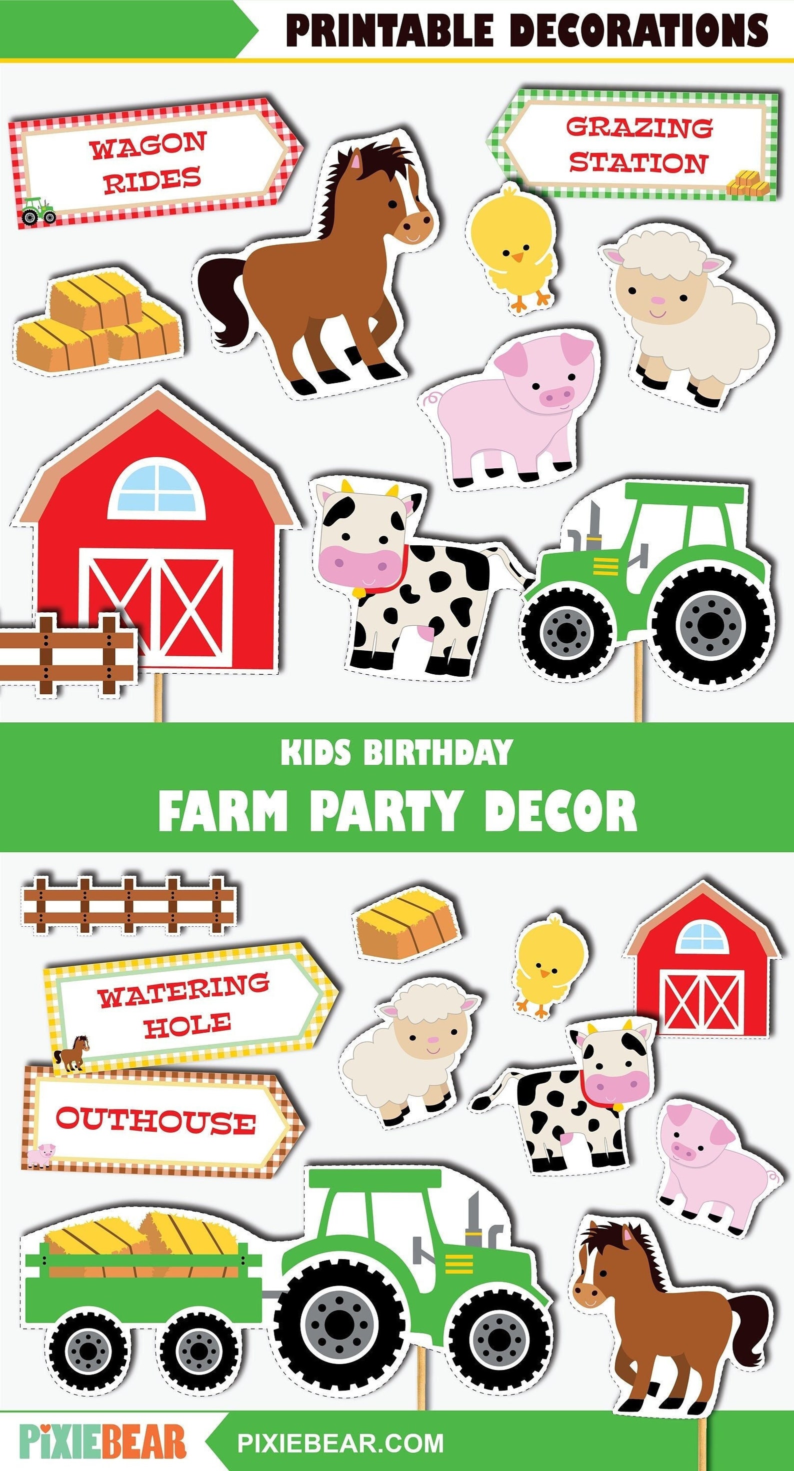 Farm Cutouts Printable Farm Birthday Decoration Farm Party | Etsy