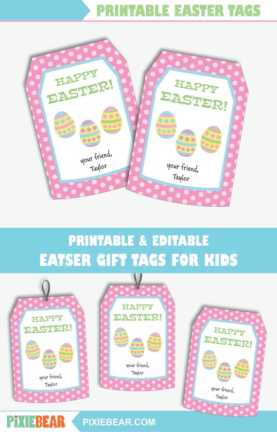 Printable Easter Egg Gift Tags - Editable Happy Easter Treat Tags for ...