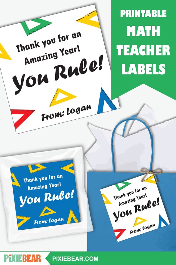 Math Teacher Gift Tag - Printable Teacher Appreciation Tag to use as ...