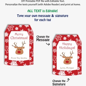 Reindeer Gift Tags Printable Christmas Tags, Personalized Christmas ...