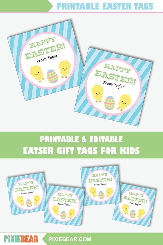 Printable Easter Treat Tags - Easter Gift Tags for School, Personalized ...