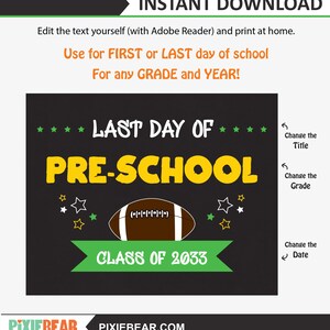 First Day of Kindergarten Sign, Printable Chalkboard Sign, Back to ...