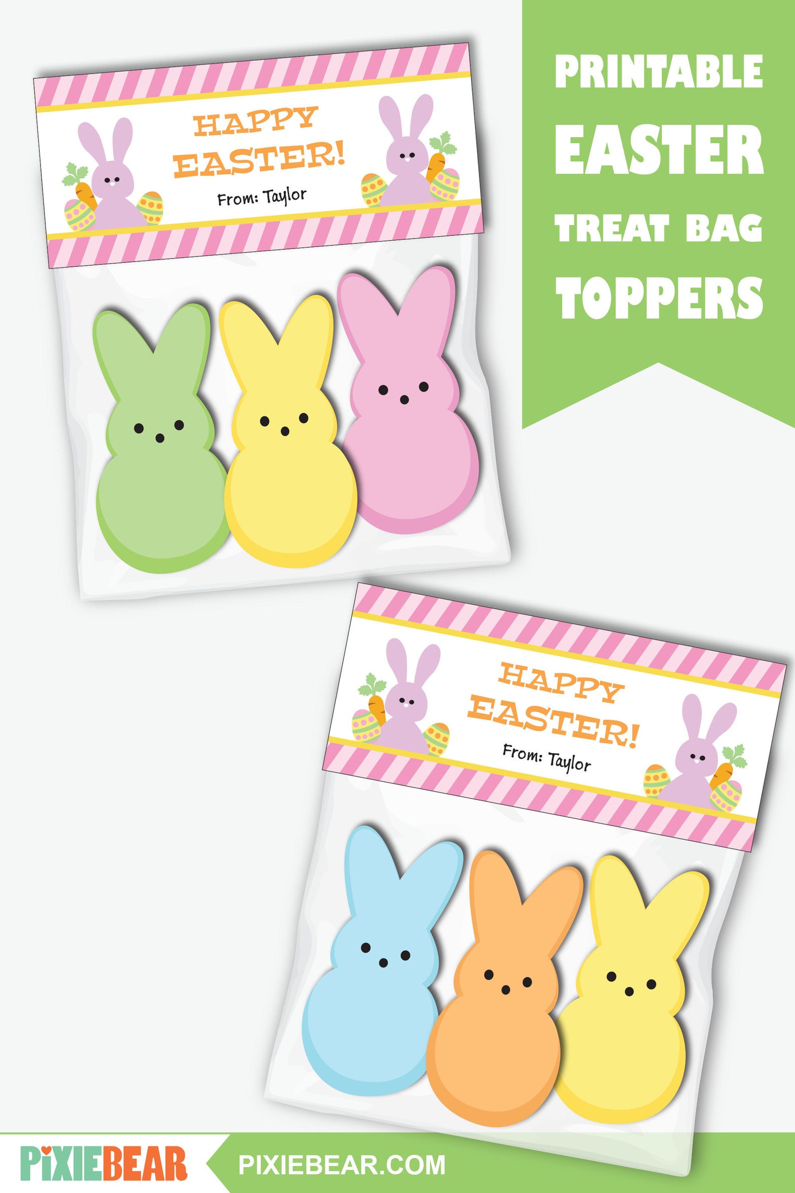 Easter Bunny Treat Bag Toppers Printable Easter Treat | Etsy