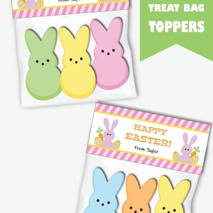 Easter Bunny Treat Bag Toppers Printable Easter Treat | Etsy