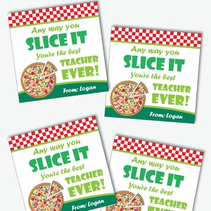 Pizza Teacher Appreciation Tag Printable Pizza Thank You | Etsy