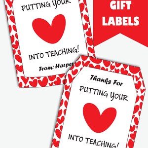 Red Heart Teacher Appreciation Tag Printable Teacher Gift - Etsy