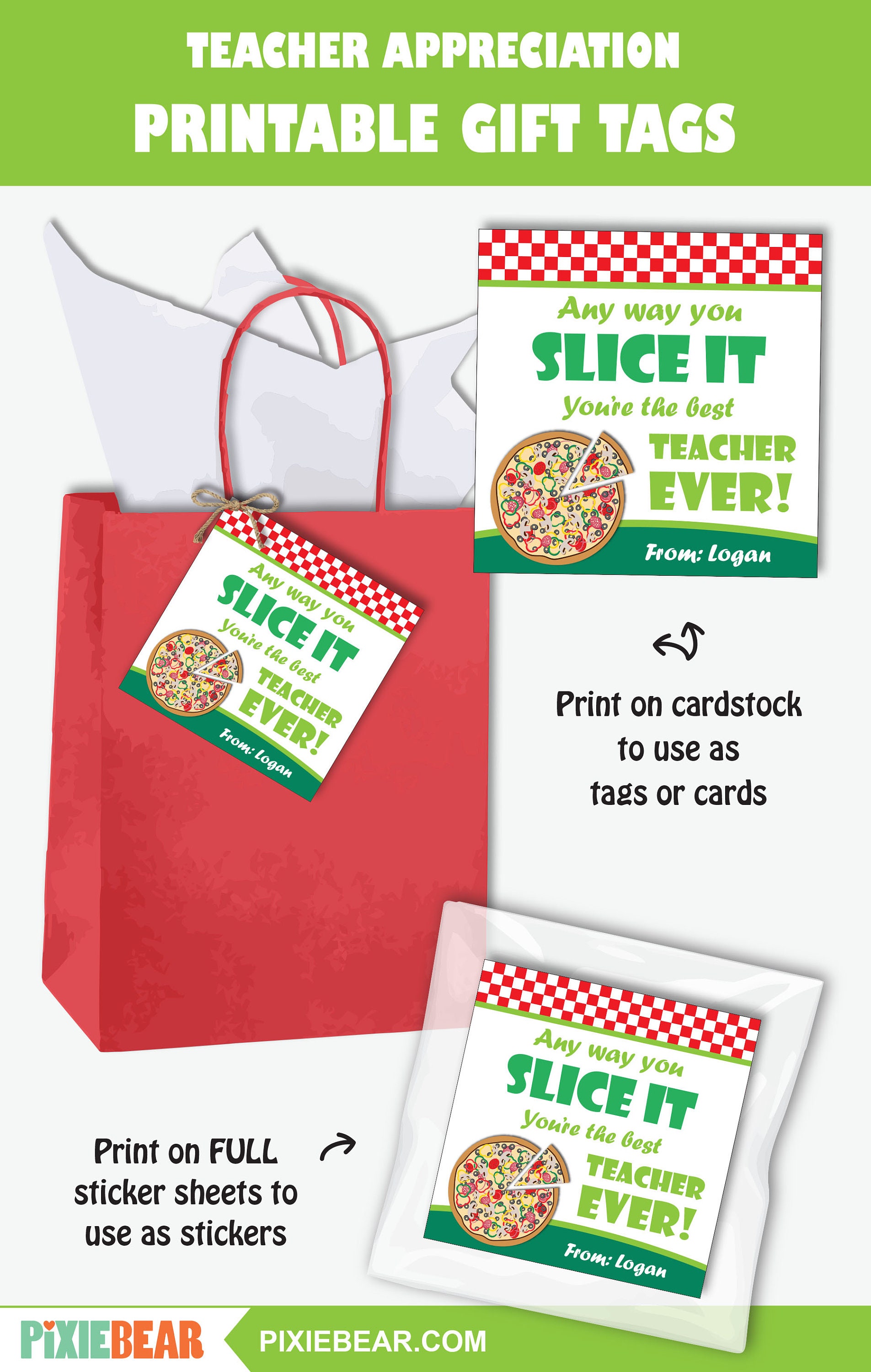 Pizza Teacher Appreciation Tag Printable Pizza Thank You | Etsy