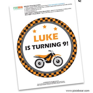 Dirt Bike Birthday Thank You Tags, Printable Favor Tags for a ...