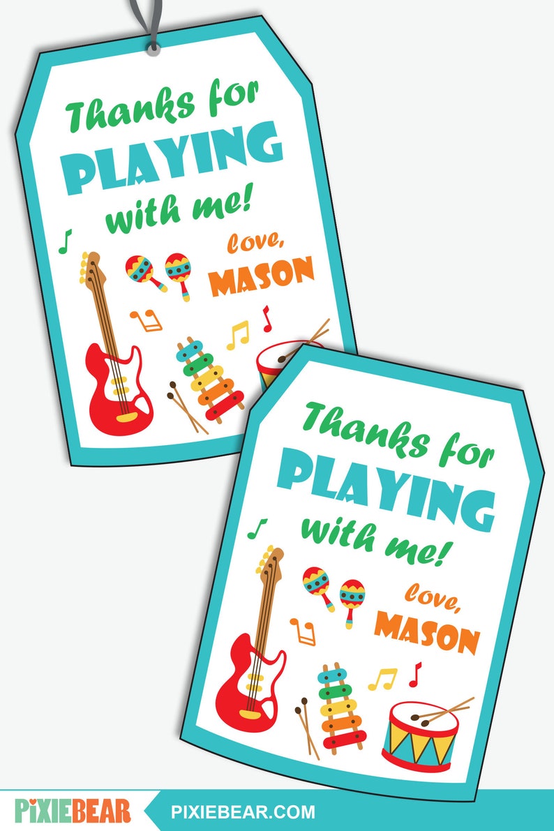 Music Gift Tag Printable Music Party Thank You Tag Music - Etsy