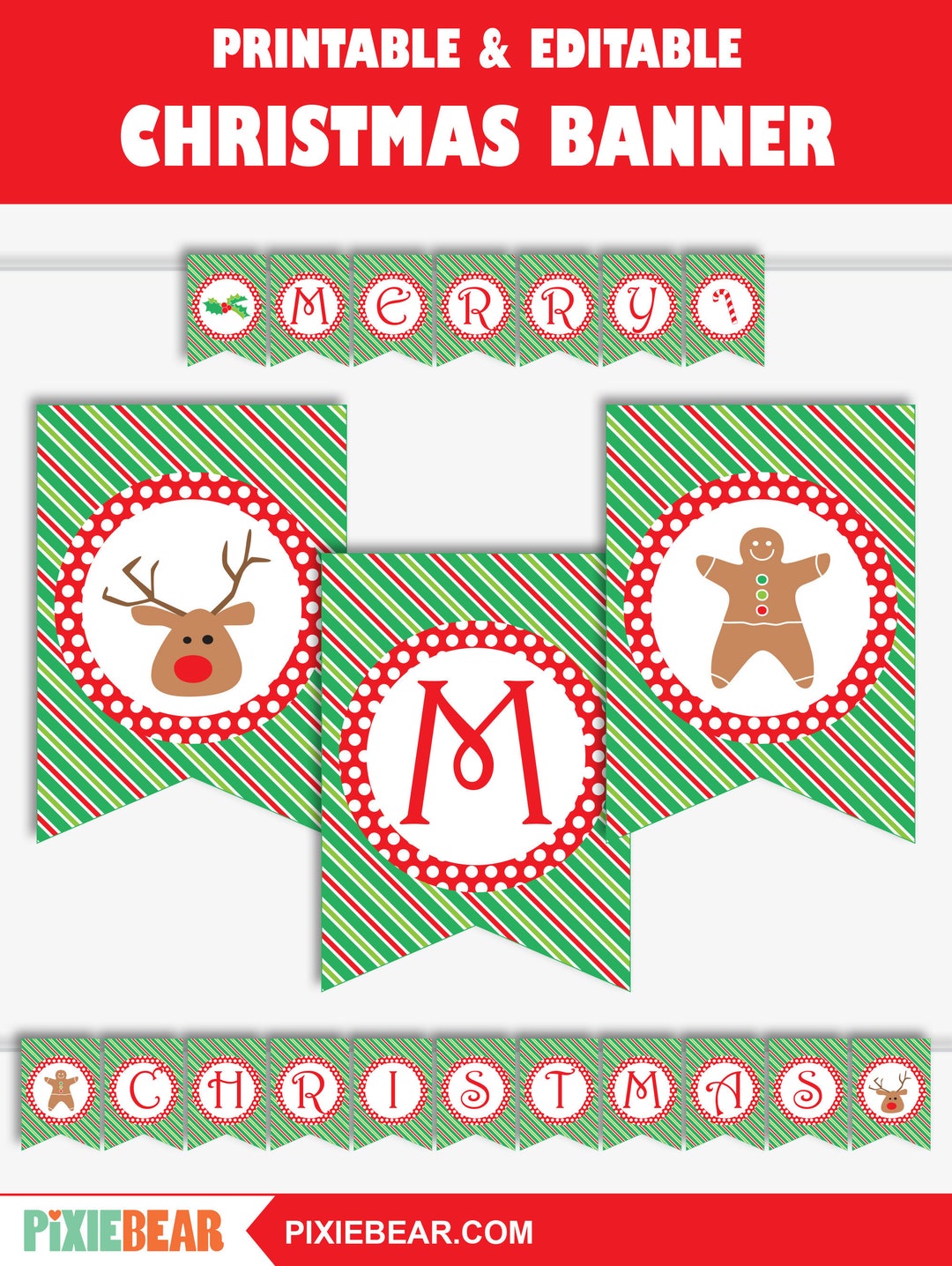 Merry Christmas Banner, Printable Christmas Party Banner, Christmas ...