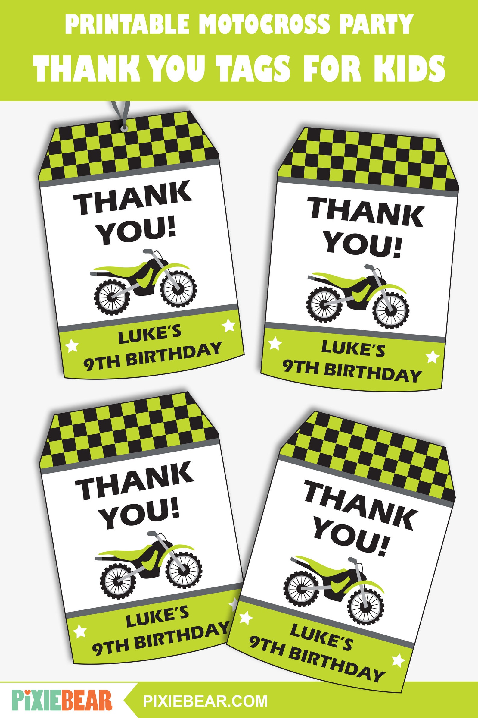 Motorcycle Party Thank You Tags Printable Favor Tags for a | Etsy
