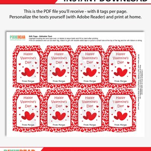 Red Heart Valentine's Day Tags, Printable Valentine Labels ...