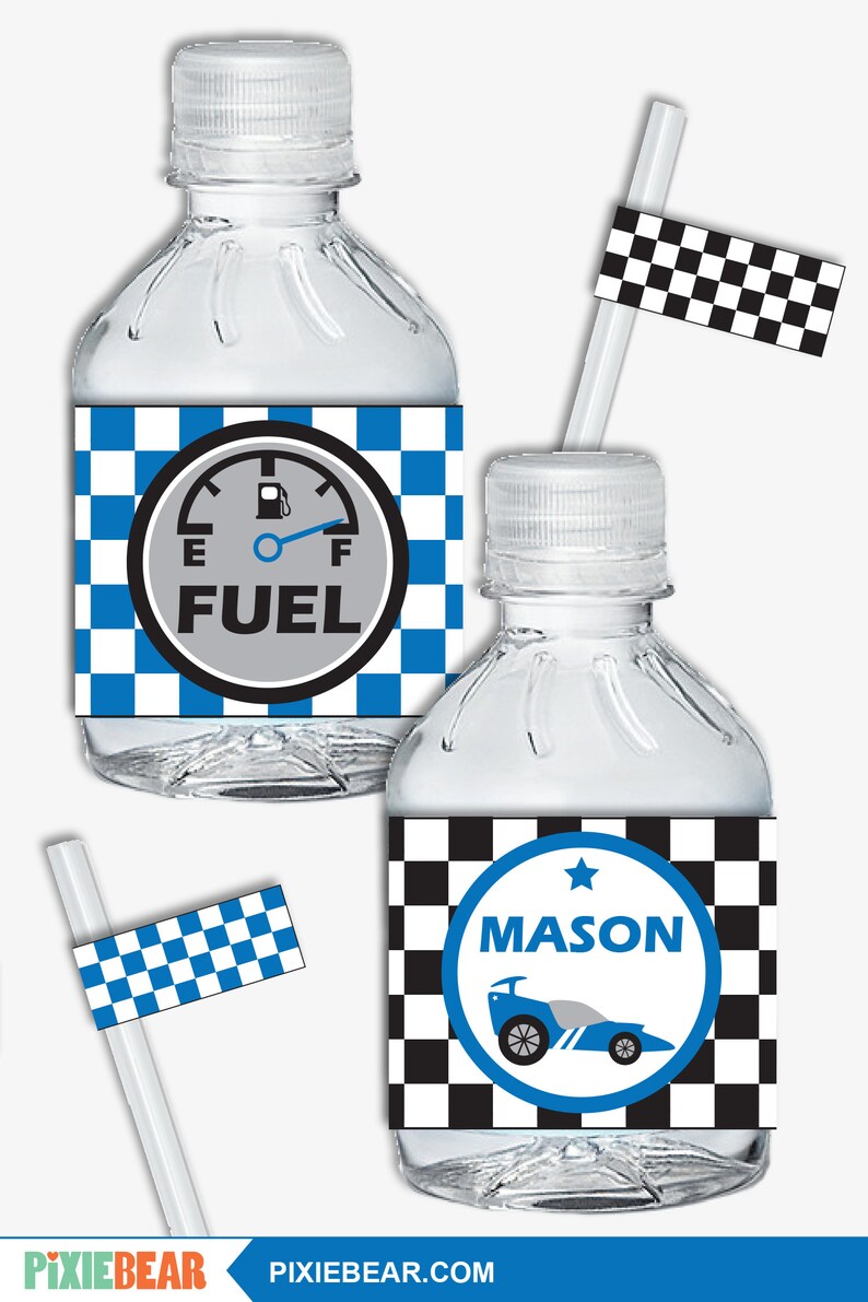 Race Car Water Bottle Labels Printable Fuel Water Bottle - Etsy