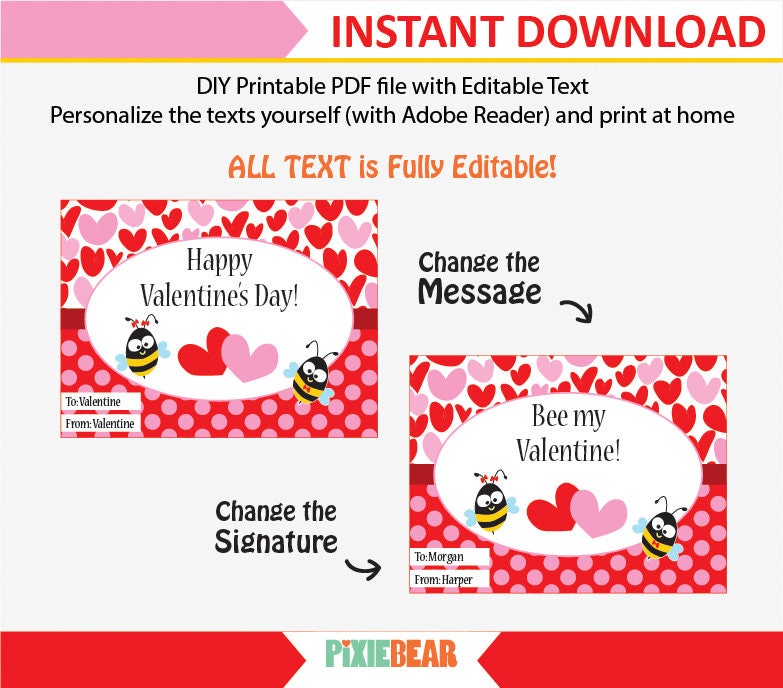 Bee Valentine Cards Kids Valentines Cards Valentines Day | Etsy