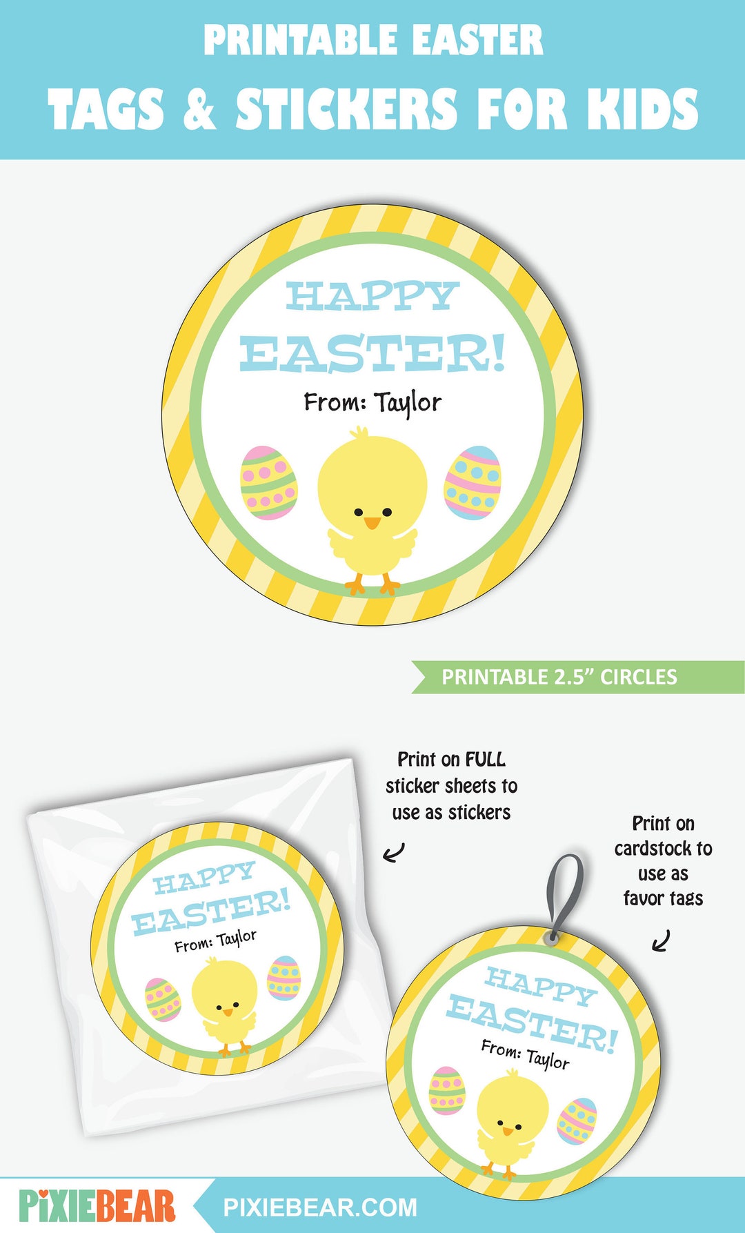Printable Easter Treat Tags Easter Stickers for School Favors ...