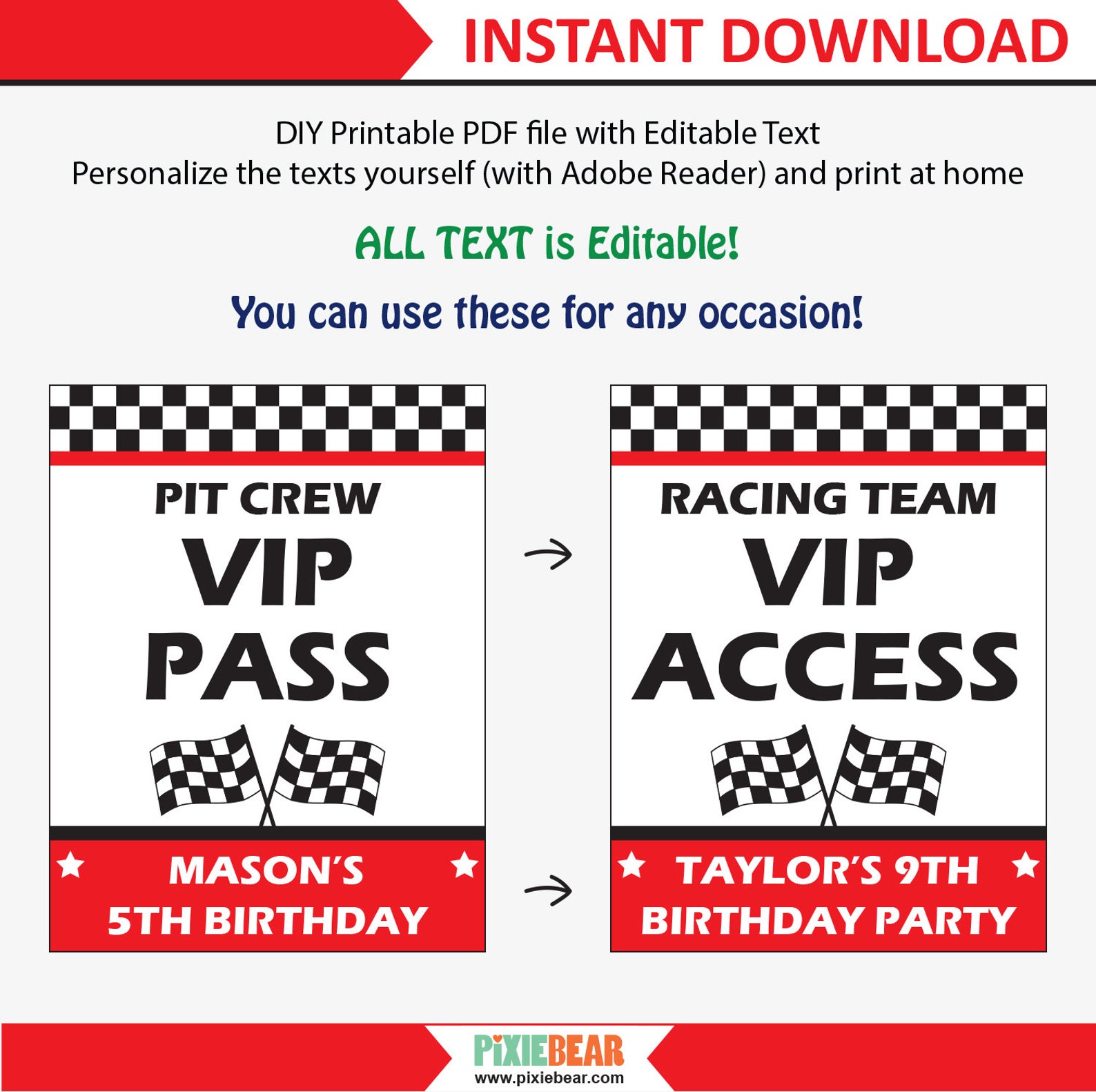 Race Car Birthday VIP Passes Race Car Party VIP Pass Race - Etsy Israel