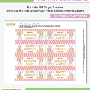 Easter Bunny Treat Bag Toppers Printable Easter Treat | Etsy