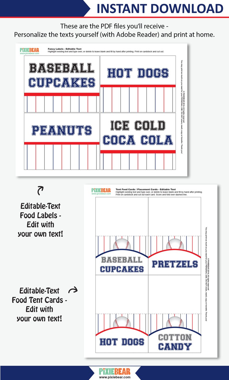 Baseball Food Labels Baseball Food Tent Cards Buffet Signs - Etsy