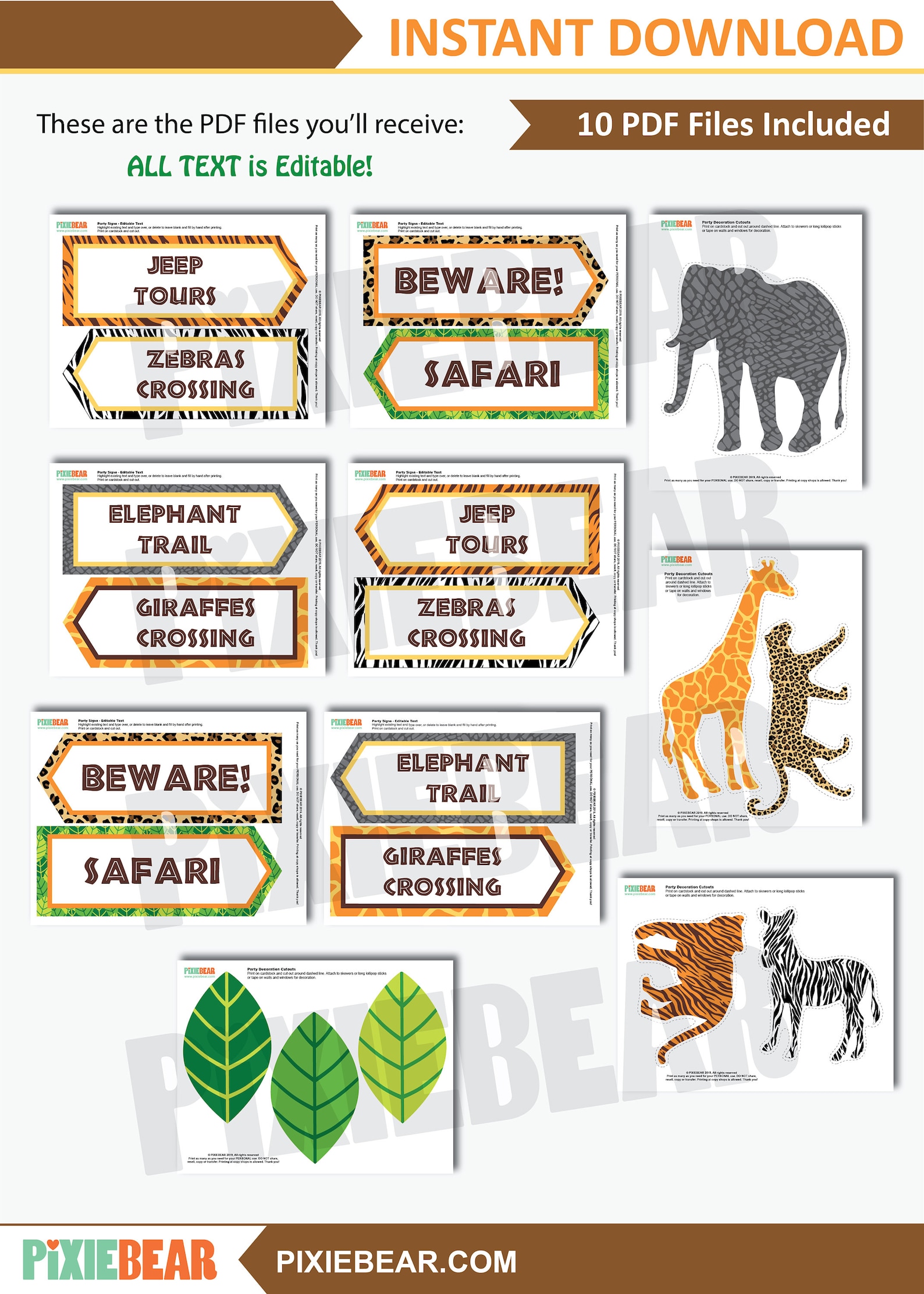 Safari Signs Printable Safari Birthday Cutouts Safari Party - Etsy Canada