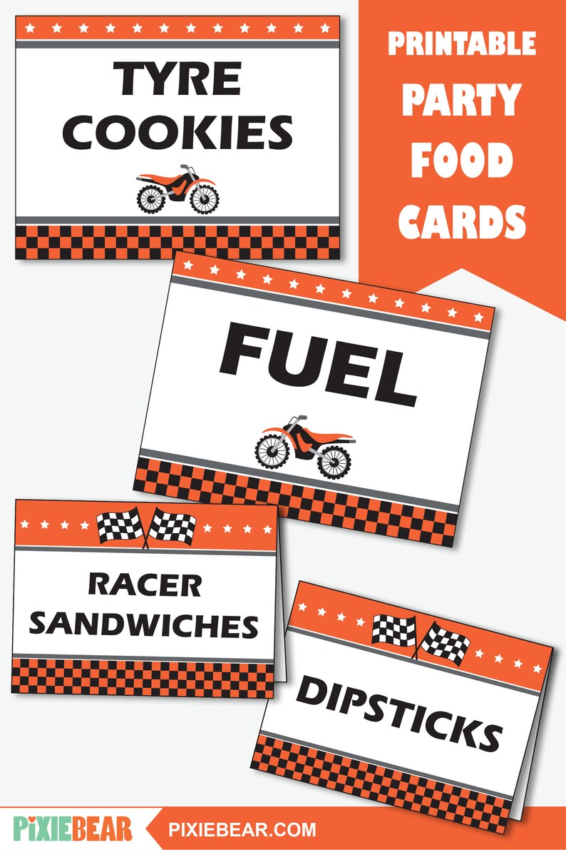 Motorcycle Party Food Labels Printable Decorations for a - Etsy Canada