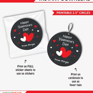 Valentines Day Hearts Stickers Printable Valentine Tags for Kids ...