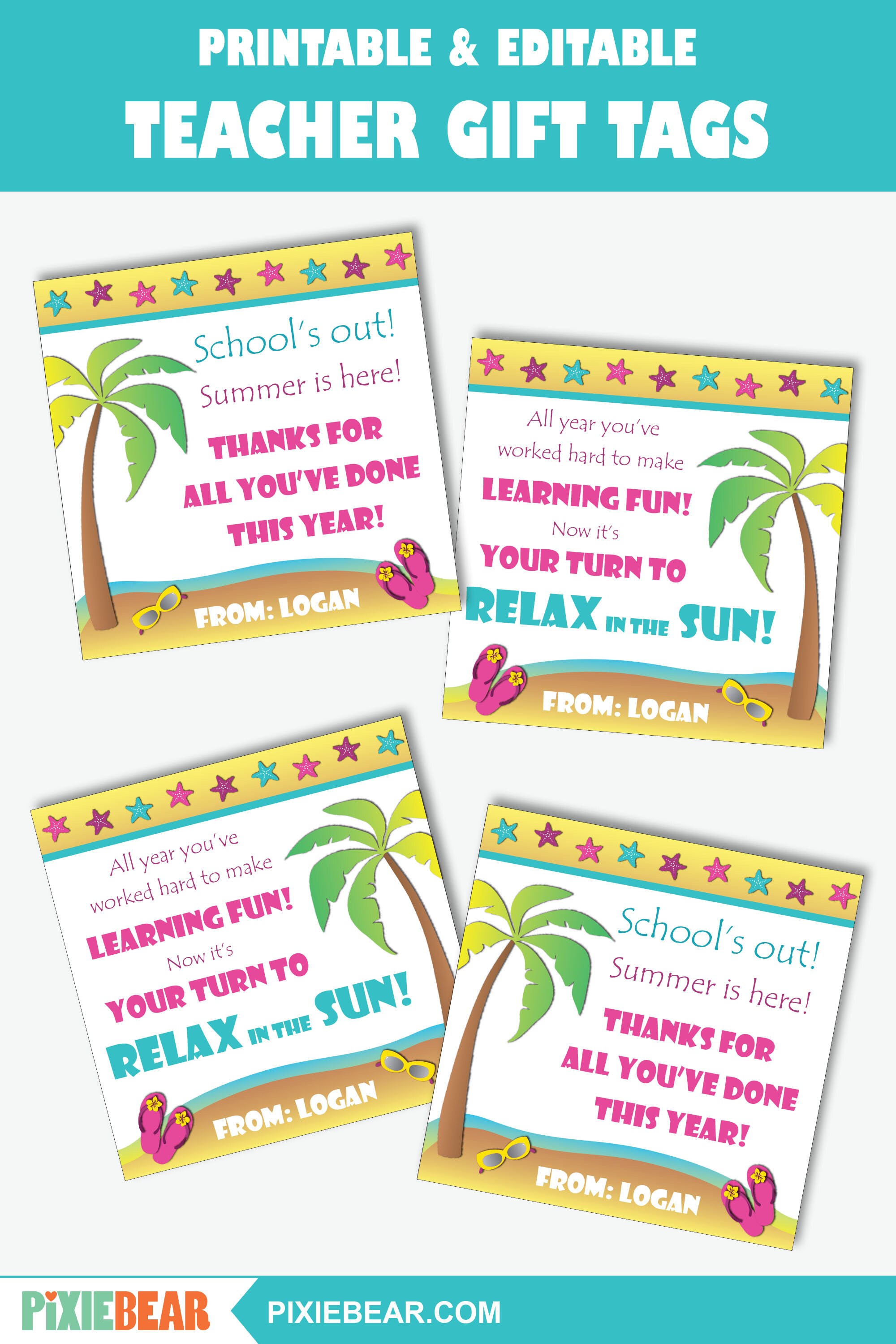 Beach Teacher Appreciation Tag Printable Teacher | Etsy