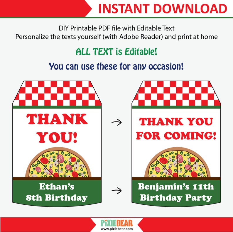 Pizza Party Favors Pizza Favor Tags Pizza Party Pizza | Etsy