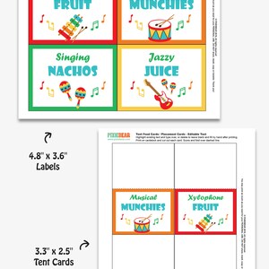 Music Birthday Food Labels Printable Music Party Food Signs - Etsy Canada