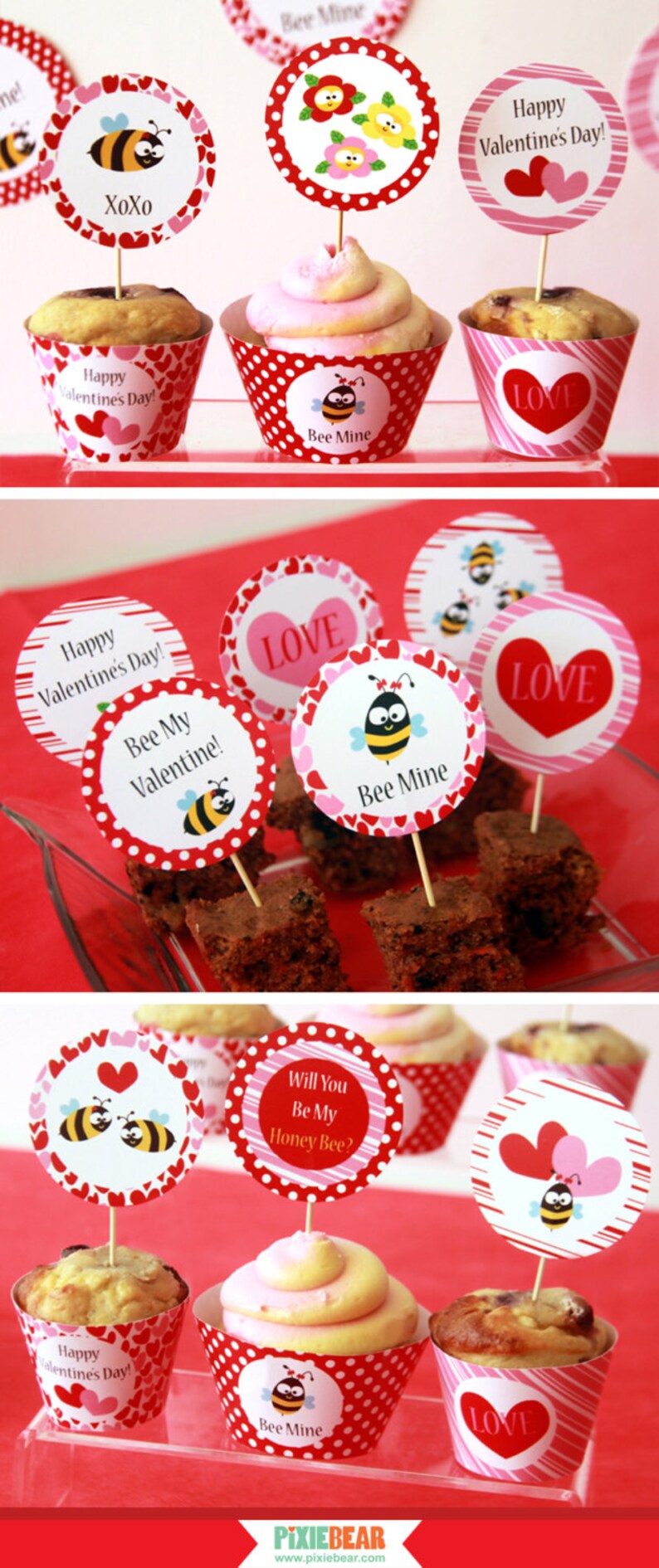 Valentines Day Cupcake Toppers Valentine's Day Party | Etsy