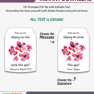 Flower Teacher Appreciation Thank You Tags Printable Teacher Gift Tags ...