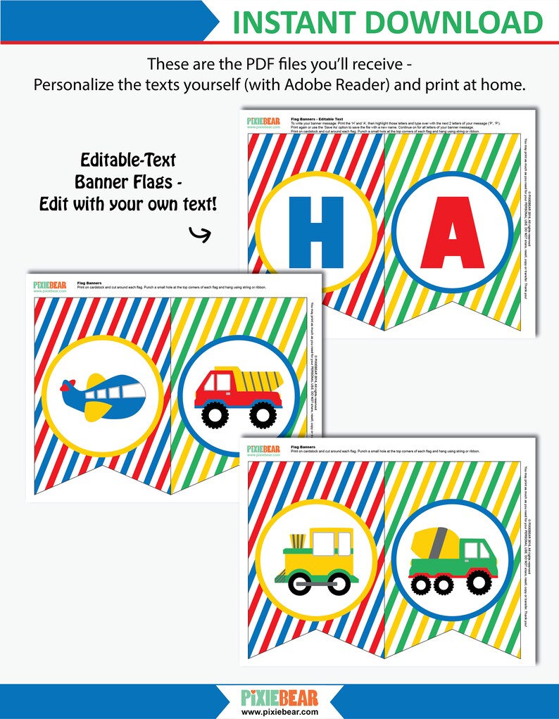 Transportation Birthday Banner Printable Banner for | Etsy Canada